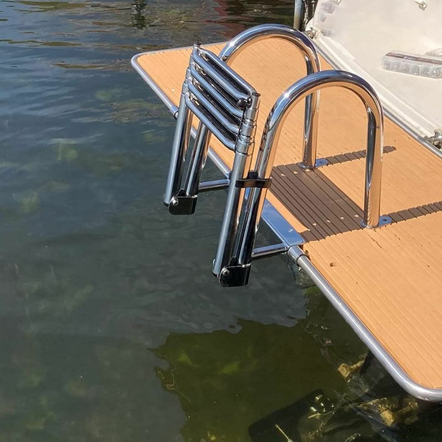 Лестница для лодки из нержавеющей стали. 4-ступенчатая телескопическая лестница с противоскользящими ступенями.