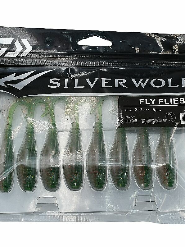 Силиконовые приманки для рыбалки Daiwa Silver Wolf 3.2 дюйма 8 штук на щуку, судака