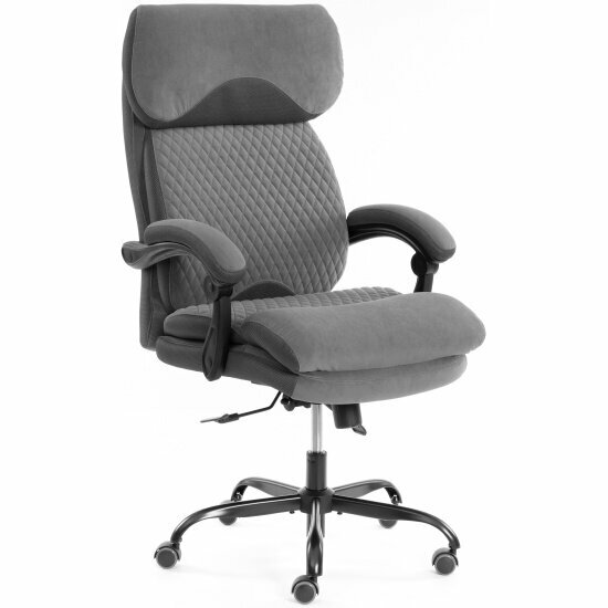 Кресло руководителя Tetchair Chief metalBL велюр/ткань, серый