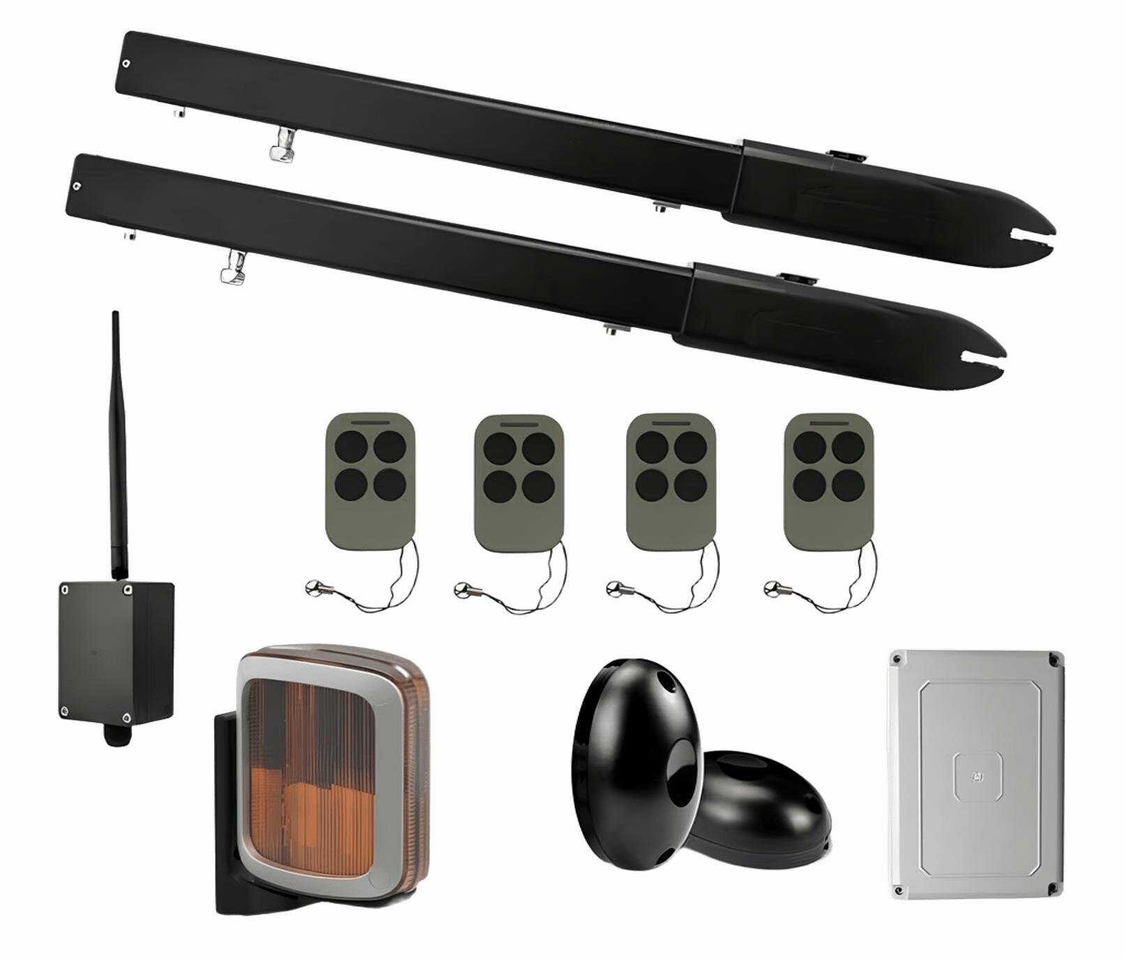 Автоматика для распашных ворот KSW-3000 FULL-T4-2K-BT, комплект: 2 привода, блок управления, 4 пульта, фотоэлементы, лампа, Bluetooth-модуль