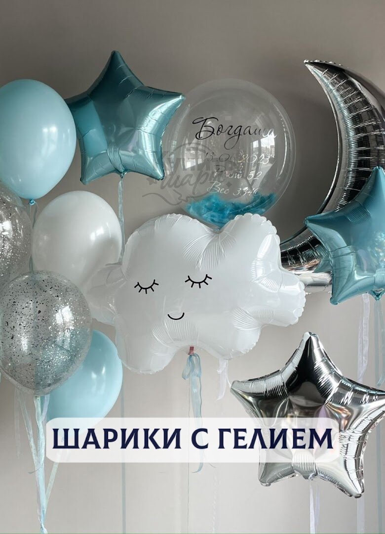Воздушные шары с гелием, шарики воздушные на выписку для мальчиков №66