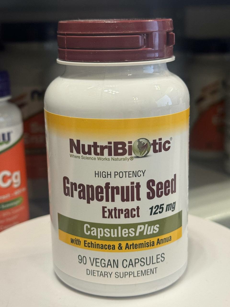 NutriBiotic Grapefruit Seed Extract 125 mg в капсулах - Высокоэффективный экстракт семян грейпфрута, с эхинацеей и Artemisia annua, 90 капсул