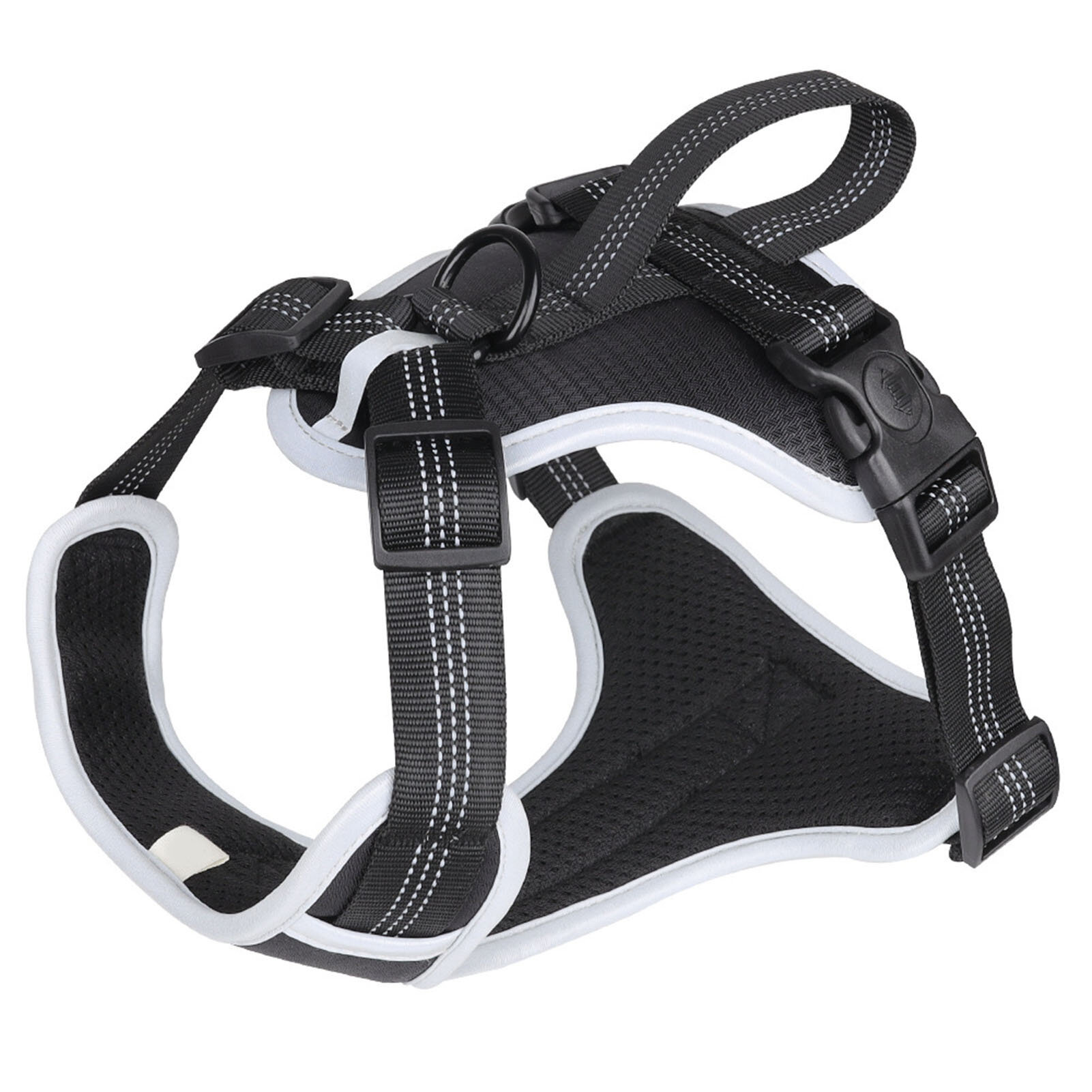 Pet Dog Harness Triangle Fixed Ergonomic Grip Reflective Adjustable Breathable Chest for Outdoor Walking Black XL, Suitable 27.5 45kg/60.6 99.2lb Pets