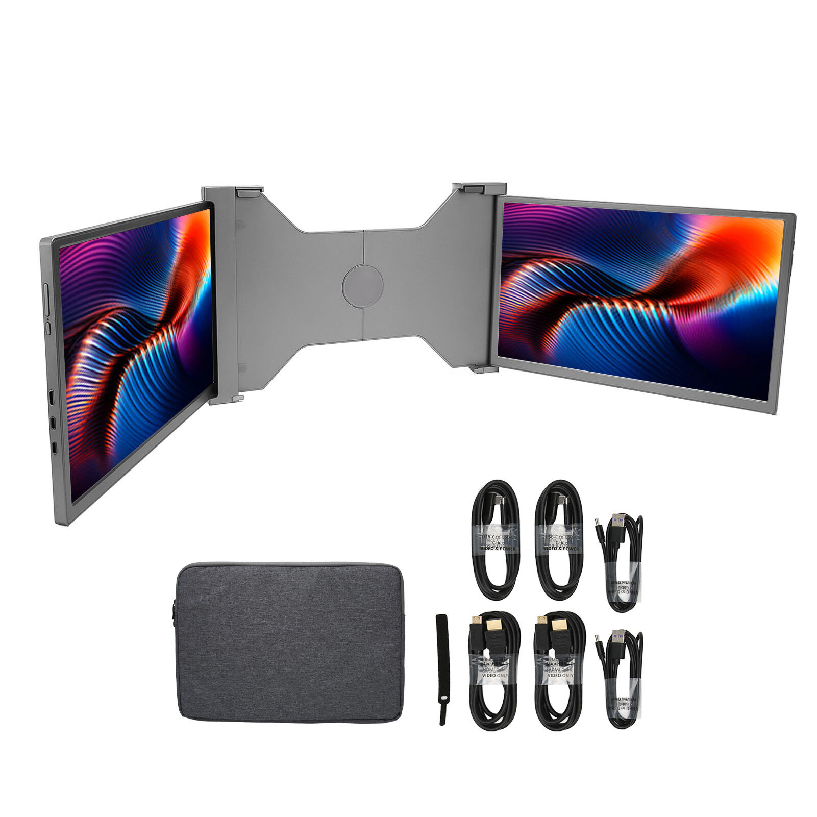 14 -дюймовый тройной портативный монитор для ноутбуков от 15 до 17,3 дюйма 1920x1200 IPS Подключите и воспроизводите серебро на экране ноутбука