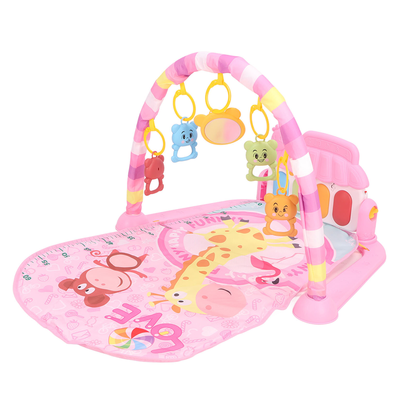 Игровые коврики для малышей, развивающие сенсорные навыки, «ножное пианино», музыкальный коврик для малышей, розовый.