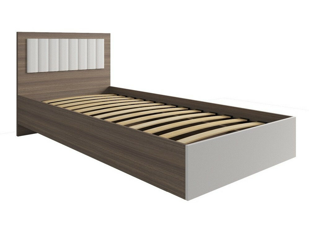 Кровать 90 с ортопед. основанием и ПМ (Графит скин/Орех Франклин карамель)