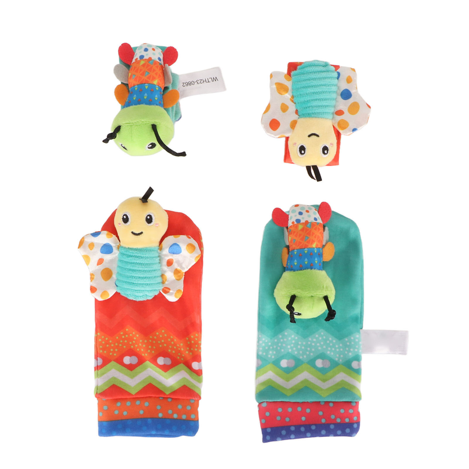 Комплект детских носков с погремушками на запястье, мягкие милые погремушки для рук и ног с мультяшными животными для детей от 0 до 1 года, тип 1