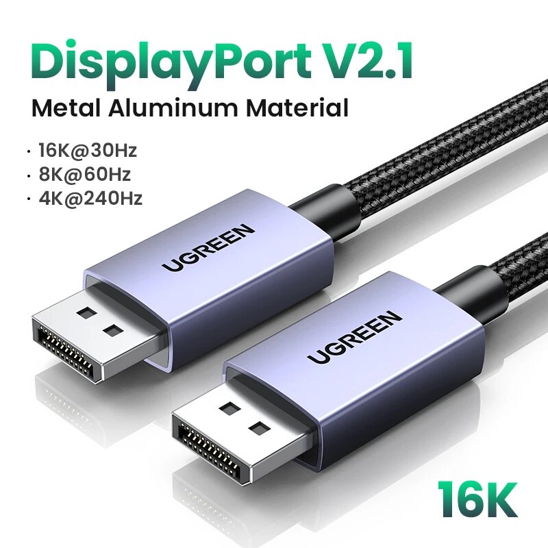 UGREEN 16K DisplayPort кабель DP2.1, 16K DP V2.1 Cable, 1m