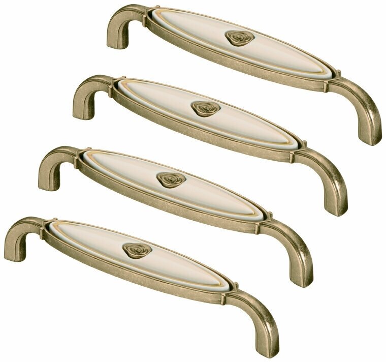 Комплект из 4 шт. ручка-Скоба Kerron с фарфором, 128 мм, ЦАМ, цвет атласная бронза, SF19-18-128 MAB