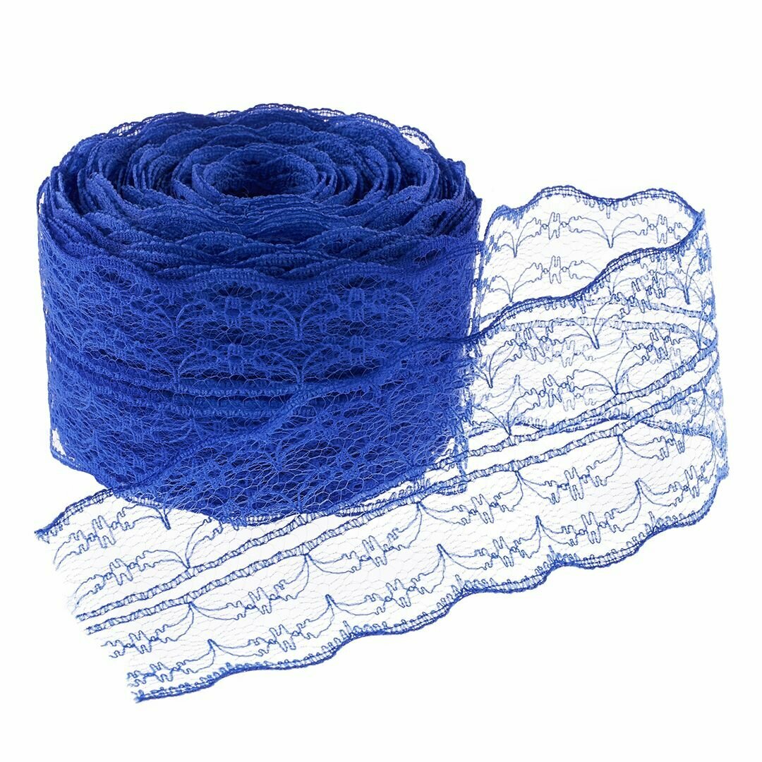 Лента декоративная Волна веселья Широкое Кружево, Королевский синий, 4,5х1000 см