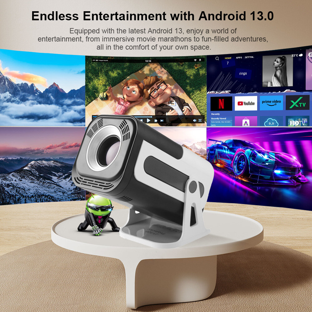 Проектор для фильмов мультимедийный 2025, поддержка HD/4К, Android TV, Wi-Fi 2.4/5G, мини проектор