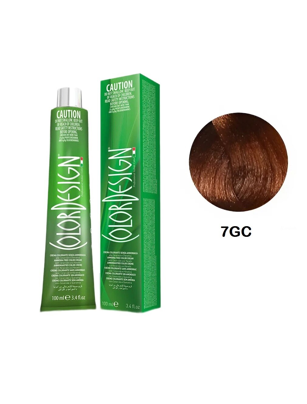 Colordesign Ammonia Free Колор Дизайн Краска для волос без аммиака 100 мл - Colordesign 7GC gold copper blond