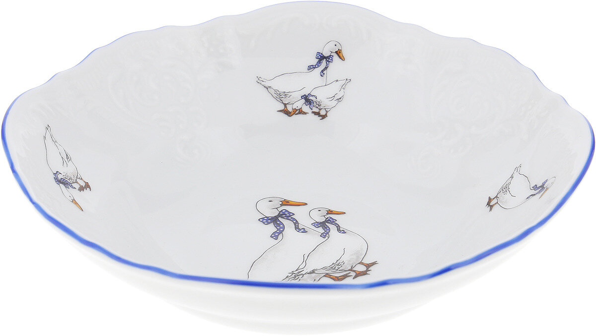 Салатник круглый 16 см; "Bernadotte", декор "Гуси", Thun/ БТФ0358