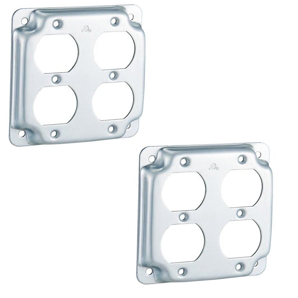 Набор крышек для электрических коробок с защитой от детей, набор из 2 металлических розеток 4x4 дюйма, защитные крышки из цинкового сплава для распределительной коробки 4 дюйма