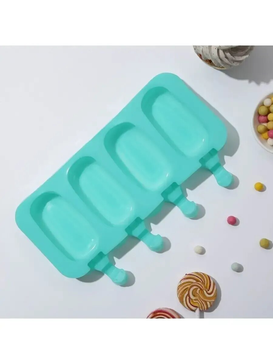 Форма для мороженого силиконовая, 25,8×14,5×2,5 см, 4 ячейки