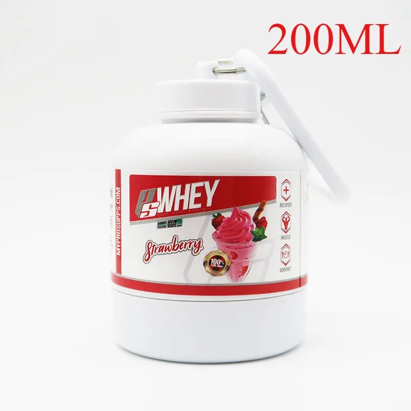 Портативная бутылка для протеина 100/200 мл Белый, Strawberry 200ml
