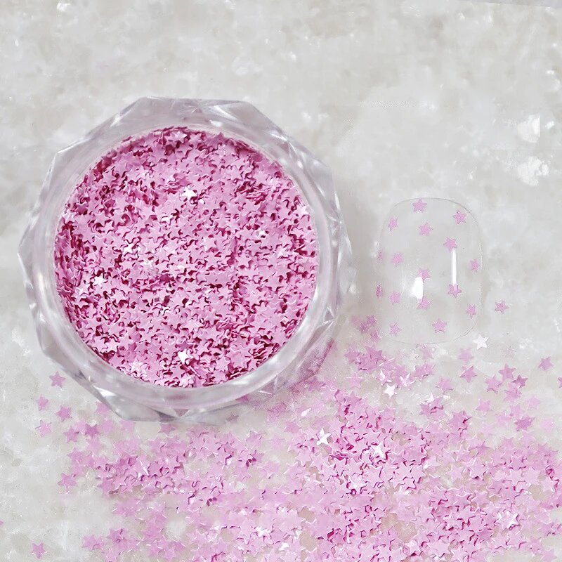Блестки для ногтей HNKMP 1 мм звезды Dark pink