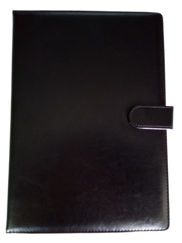 Бизнес - тетрадь А4, твердый переплет, экокожа, застежка на кнопке, 200 листов, цвет - черный, клетка, слоновая кость