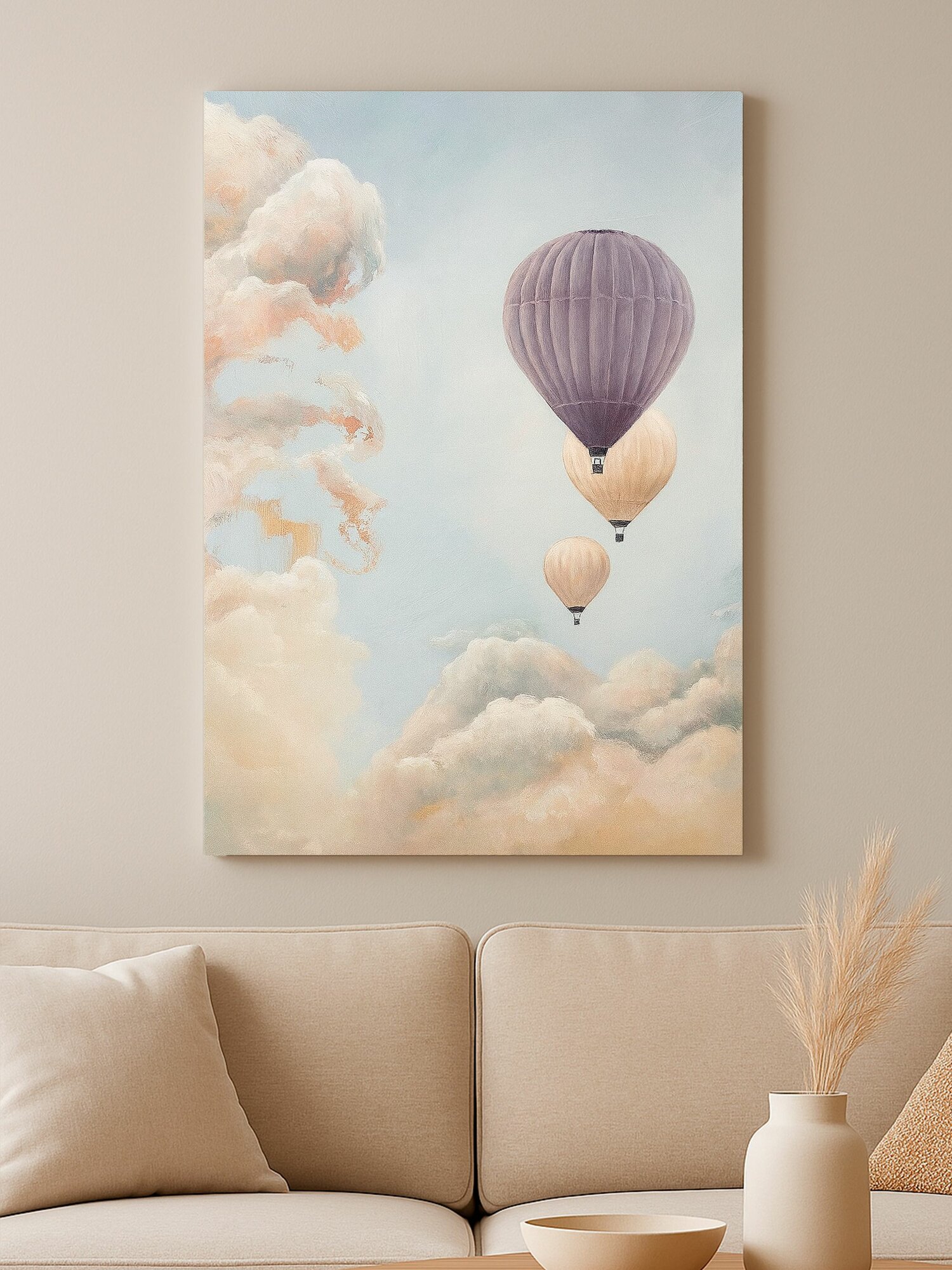 Картина для интерьера на холсте "Воздушные шары" 60х100 см