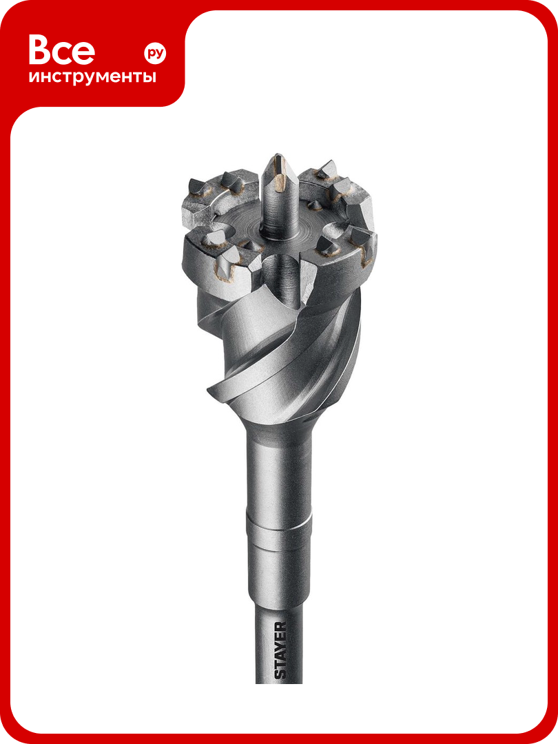 Проломной бур STAYER Hercules-4Х SDS-max 55x900/1000 мм 29319-, процессе работы, бетоне