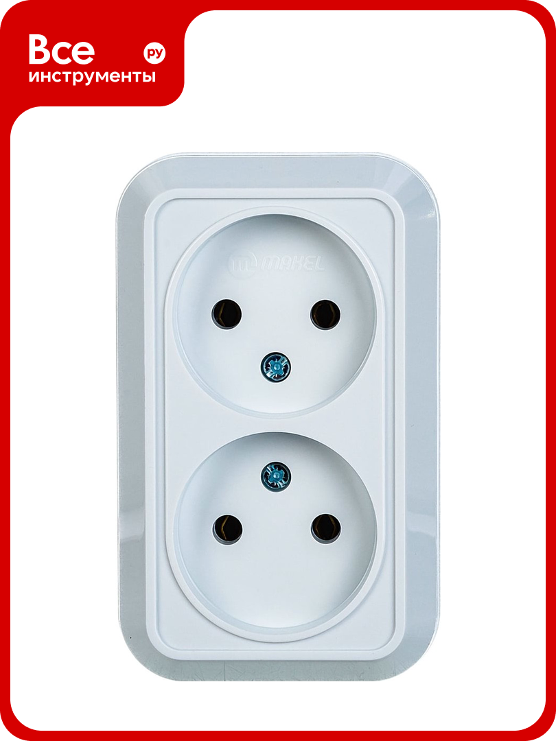 Makel Makel накладная бел. розетка б/з 2-ая 45117, пластик, для его изготовления использован пластик