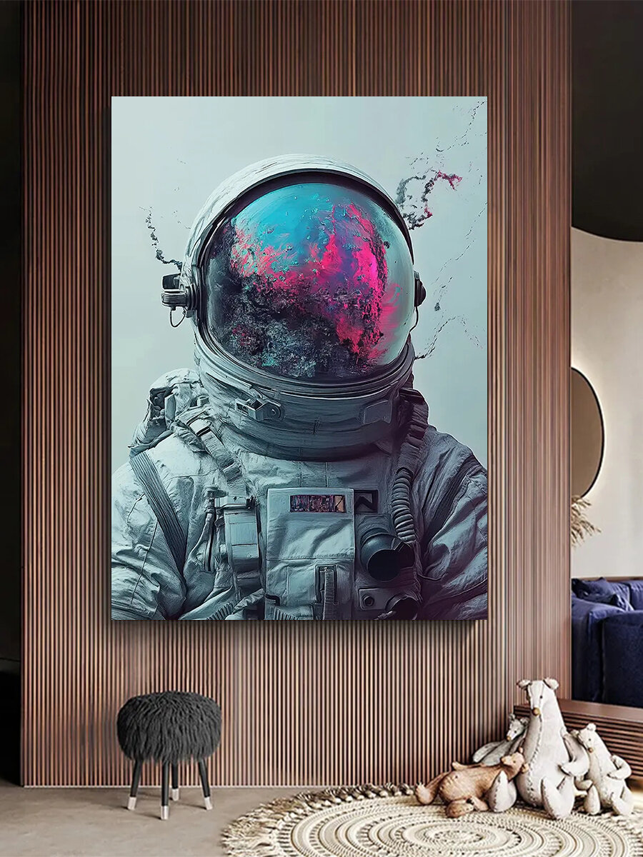 Картина на стену для интерьера - "Космос / Космонавт" , 20х30 см.