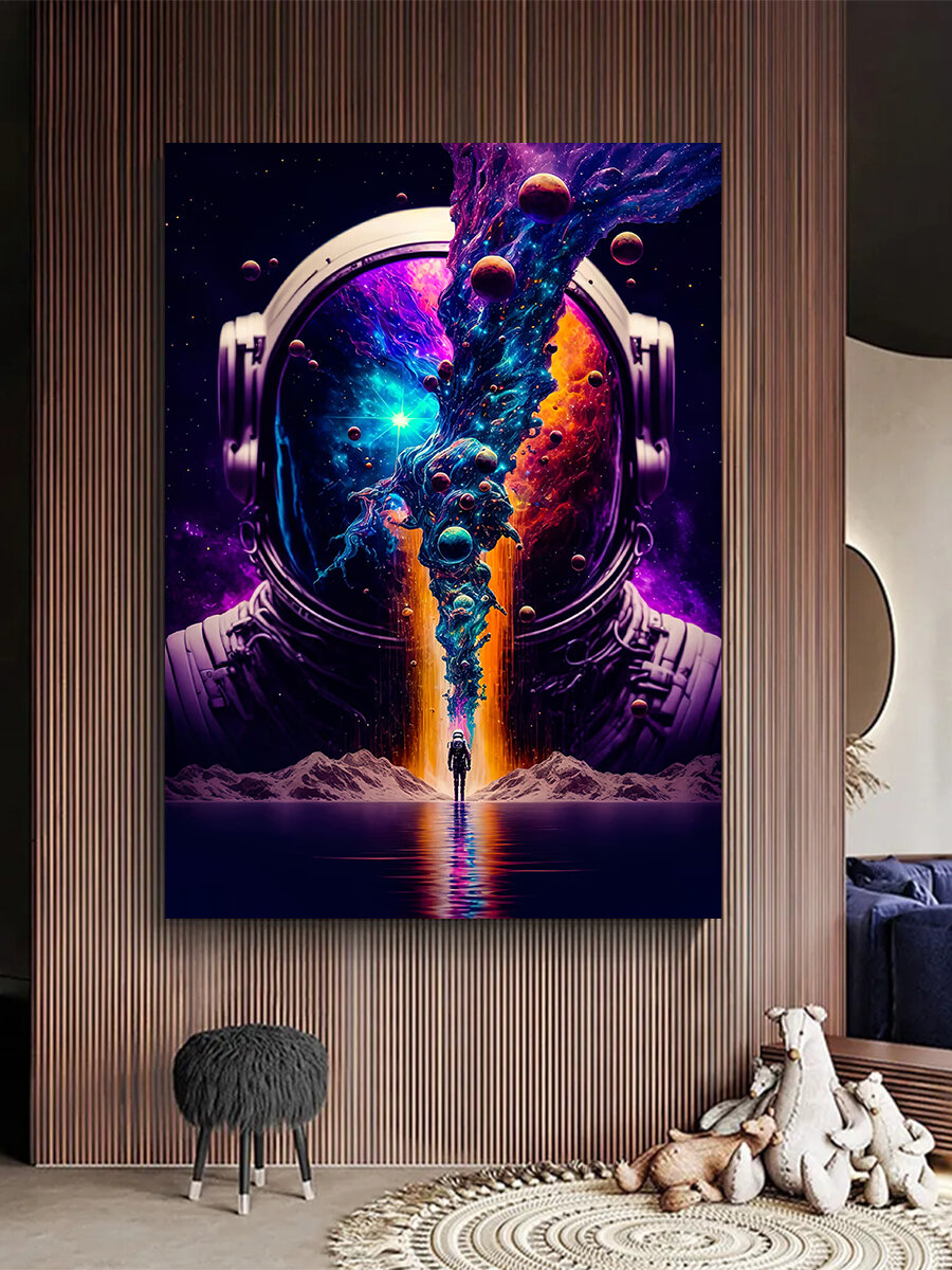 Картина на стену для интерьера - "Космос / Космонавт" , 20х30 см.