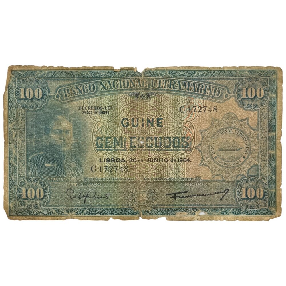 Португальская Гвинея 100 эскудо 1964 г. (Подпись Pedro Gaivao, Francisco Machado) (Серия C)