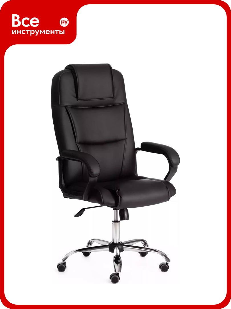 Кресло Tetchair bergamo 22 хром, искусственная кожа, черное 36-6 19370, для размещения дома