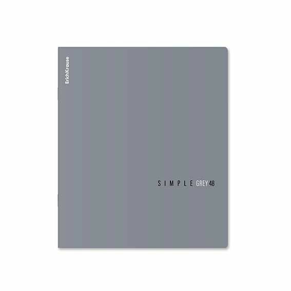 Тетрадь Erich Krause "Simple Color", серая, 48 листов, клетка, выборочный уф-лак, софт-тач
