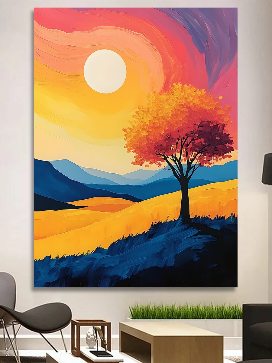 Картина / дерево, картина на холсте, пейзаж, 50х70 см.