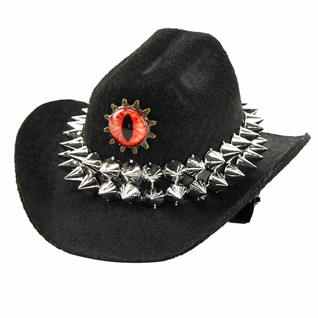 Джинсовый Цилиндр в стиле Стимпанк с заклепками Devil Eyes ретро-Черный