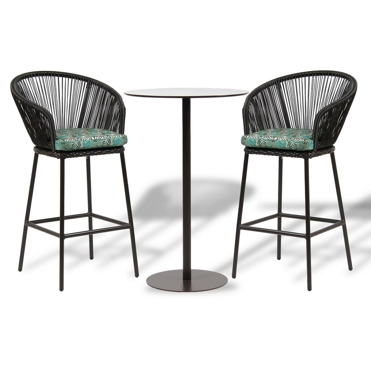 Барный комплект мебели для улицы Паулина от Malacca, барные стулья и стол из ротанга, в цвете венге