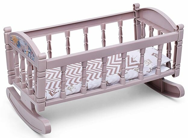 Кроватка-качалка №4 с постельным бельём, сборная колыбель для кукол, детская пластиковая игрушечная мебель для кукольного домика, сюжетно-ролевая игрушка для девочек, 8 элементов