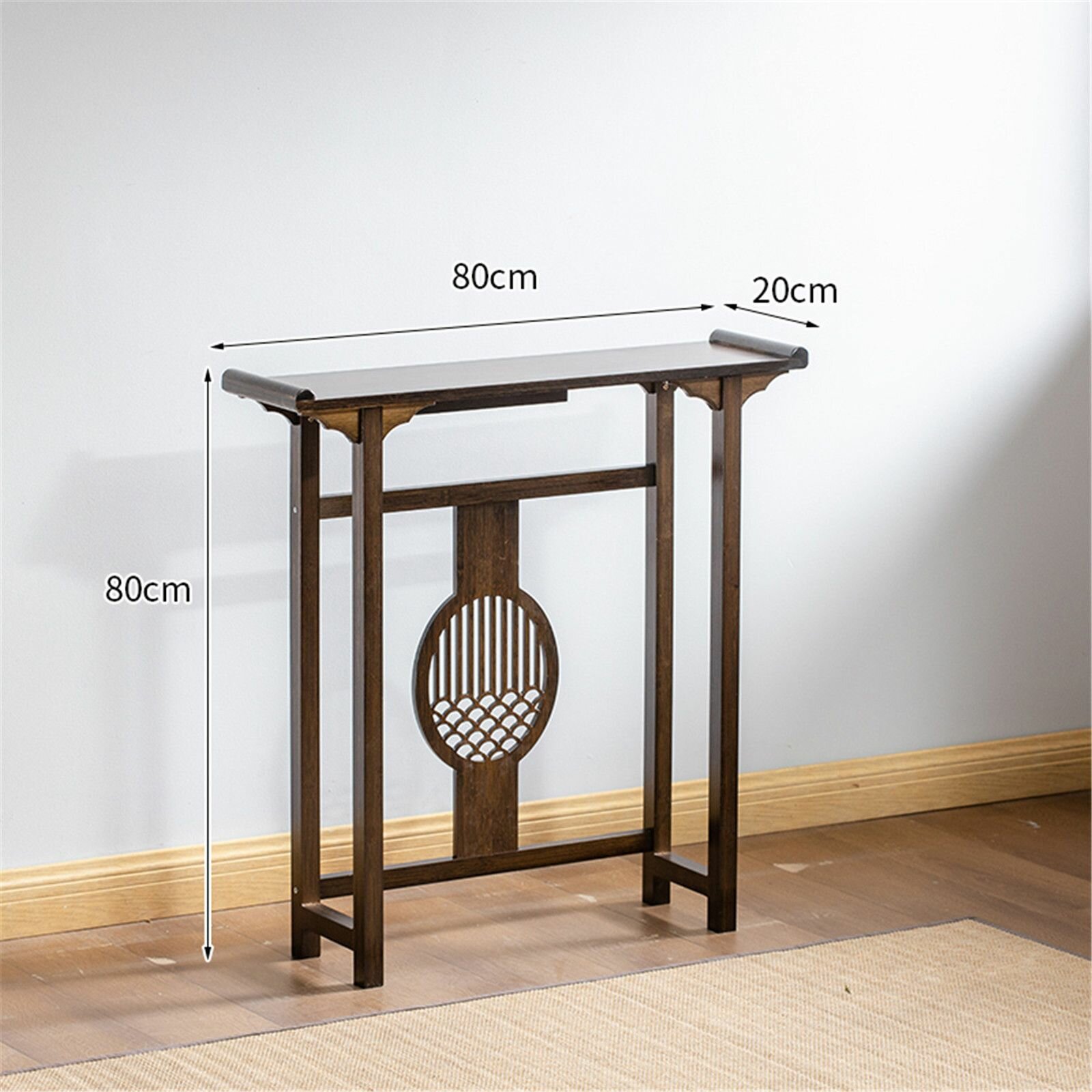 Консоль в китайском стиле у входа, деревянная консоль в коридоре