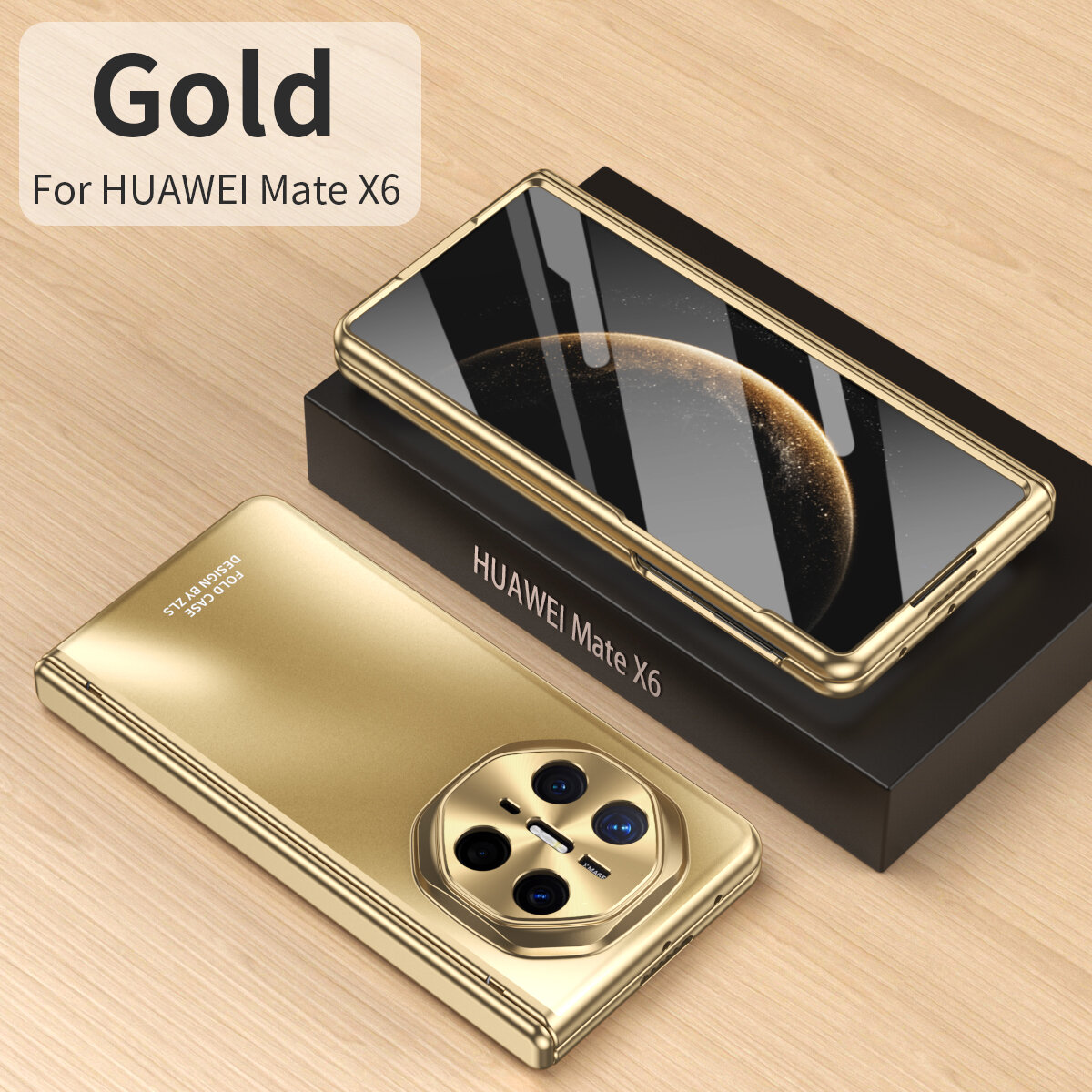 Чехол для Huawei Mate X6 / Хуавей Мейт X6, матовая поверхность, чехол-кардиомонитор, поликарбонат (PC), защита камеры, ударопрочный, усиленные углы, Huawei, Huawei Mate X6, golden