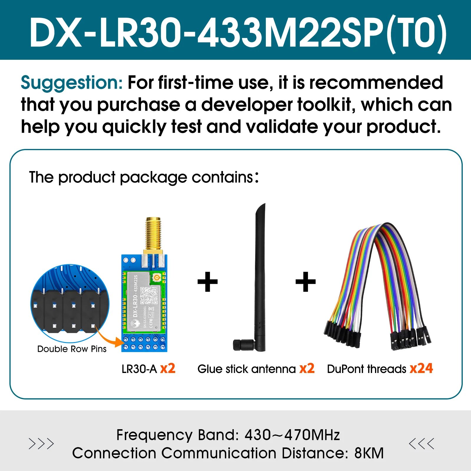 LoRa Модуль DX-LR30-433M22SP(T0) 8KM
