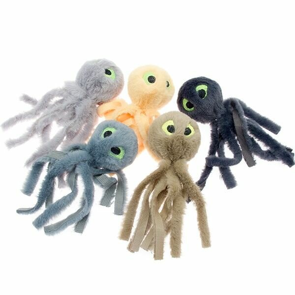 Игрушки для кошек Кот Лукас "Осьминог", с погремушкой, диаметр 5 см, 5 шт