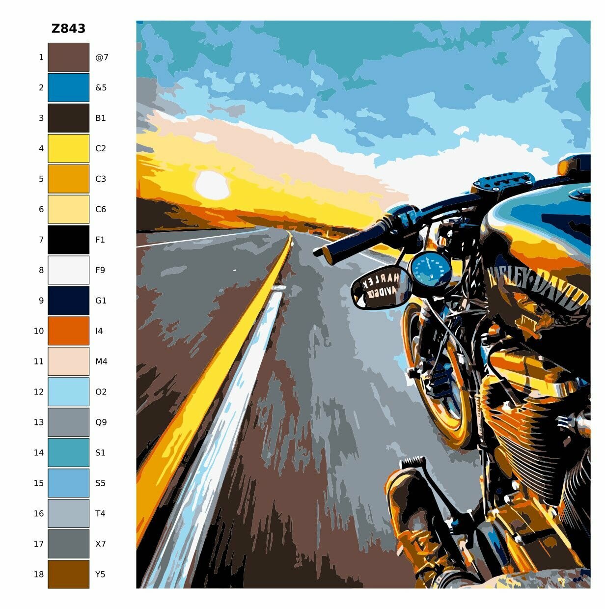 Картина по номерам Z843 "Мотоцикл-Harley Davidson" 70x90