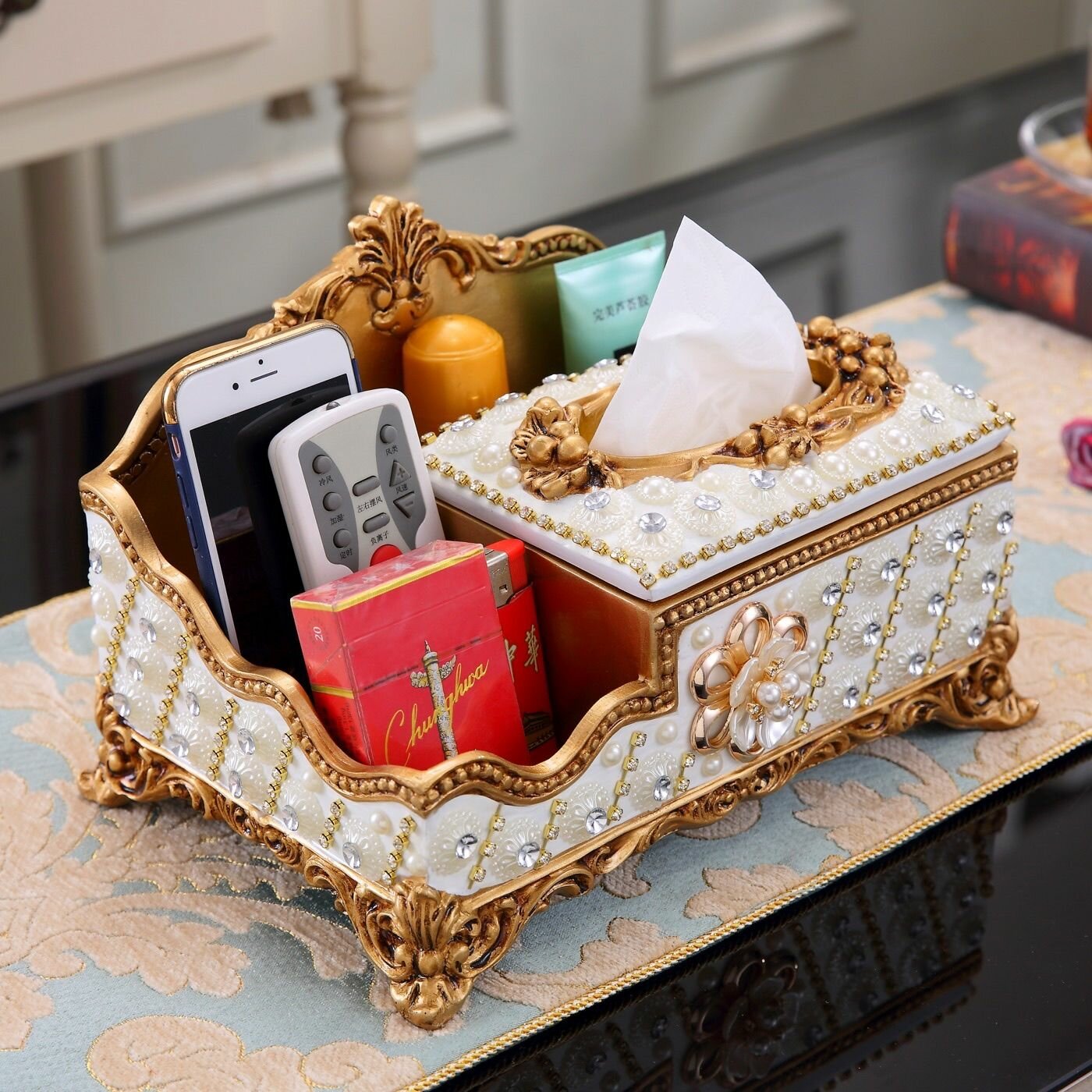 Декоративная коробка для салфеток, коробка для хранения , эпоксидная смола, цветок