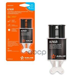 Клей эпоксидный, жидкий двухкомпонентный, шприц, прозрачный, 3 мл. AIRLINE арт. adgc004