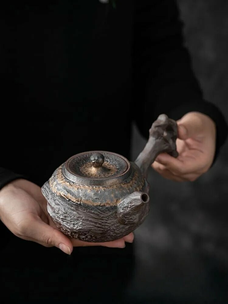 Чайник заварочный Гунфу, каменная глина, термоизолированная ручка, фильтр в носике, 300 мл