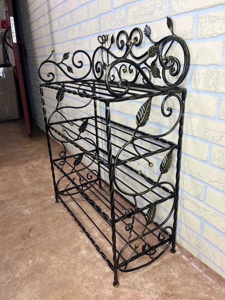 Обувница для прихожей, Студия кованой мебели Нива, цвет черный/патина/бронзовый