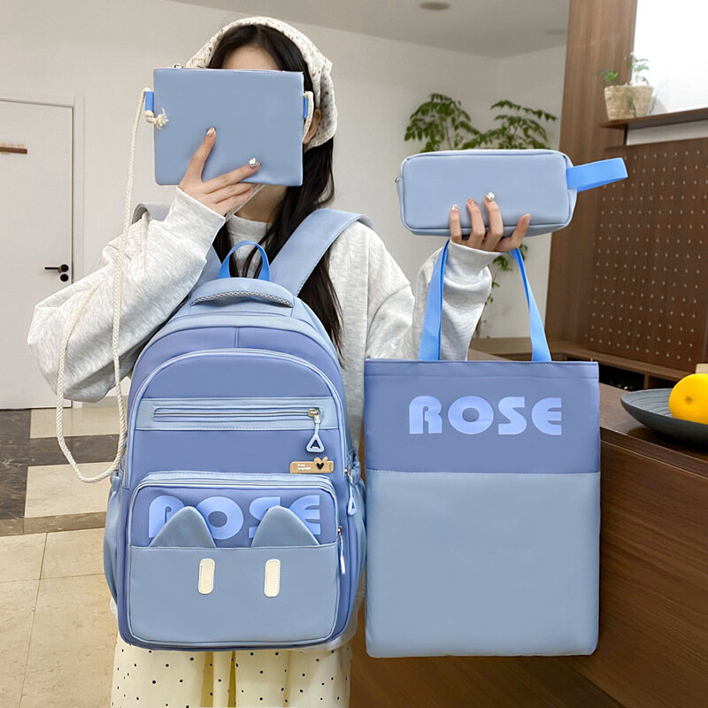 Комплект для школы 2025: Рюкзак, Пенал, Сумка для еды и Пенал | Набор 4 предмета | Школьный сезон | Полный набор ученика