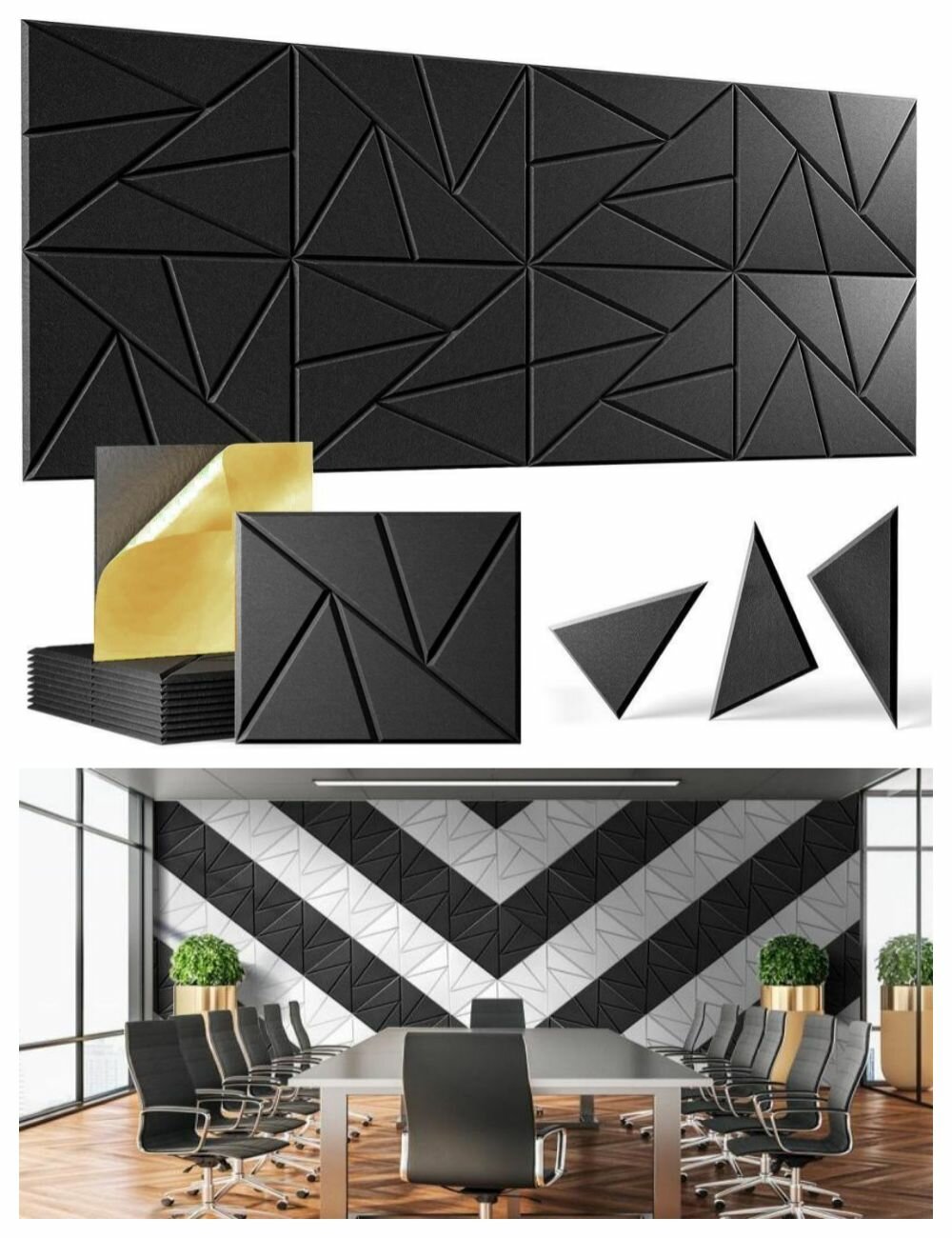 24 листа Полиэфирное волокно высокой плотности Звукоизоляционная панель 30x30x0.9cm