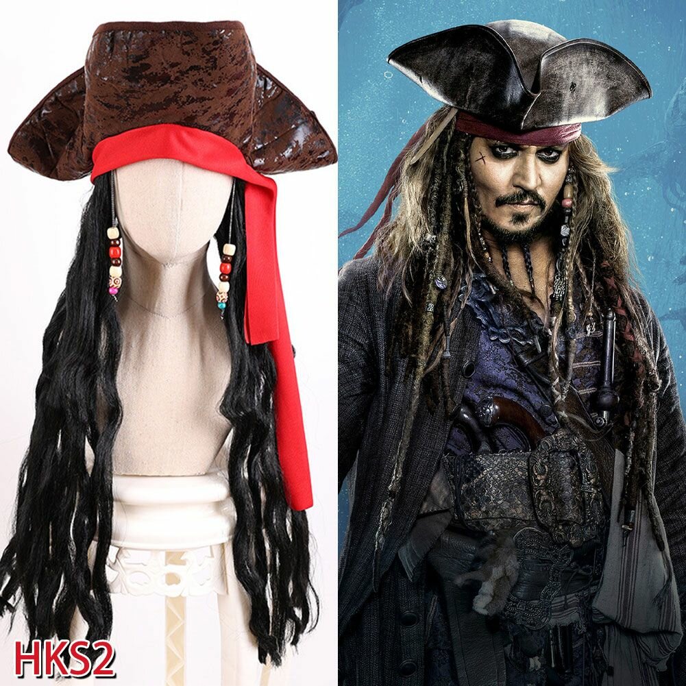 Карнавальная шляпа Джека Воробья коричневая треуголка с лентами для пиратского костюма