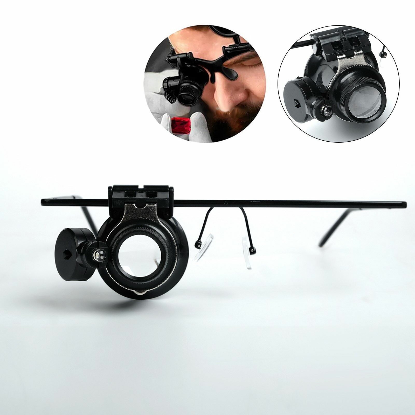 Увеличительные очки с подсветкой для ремонта часов, 20х, вид: увеличительные очки