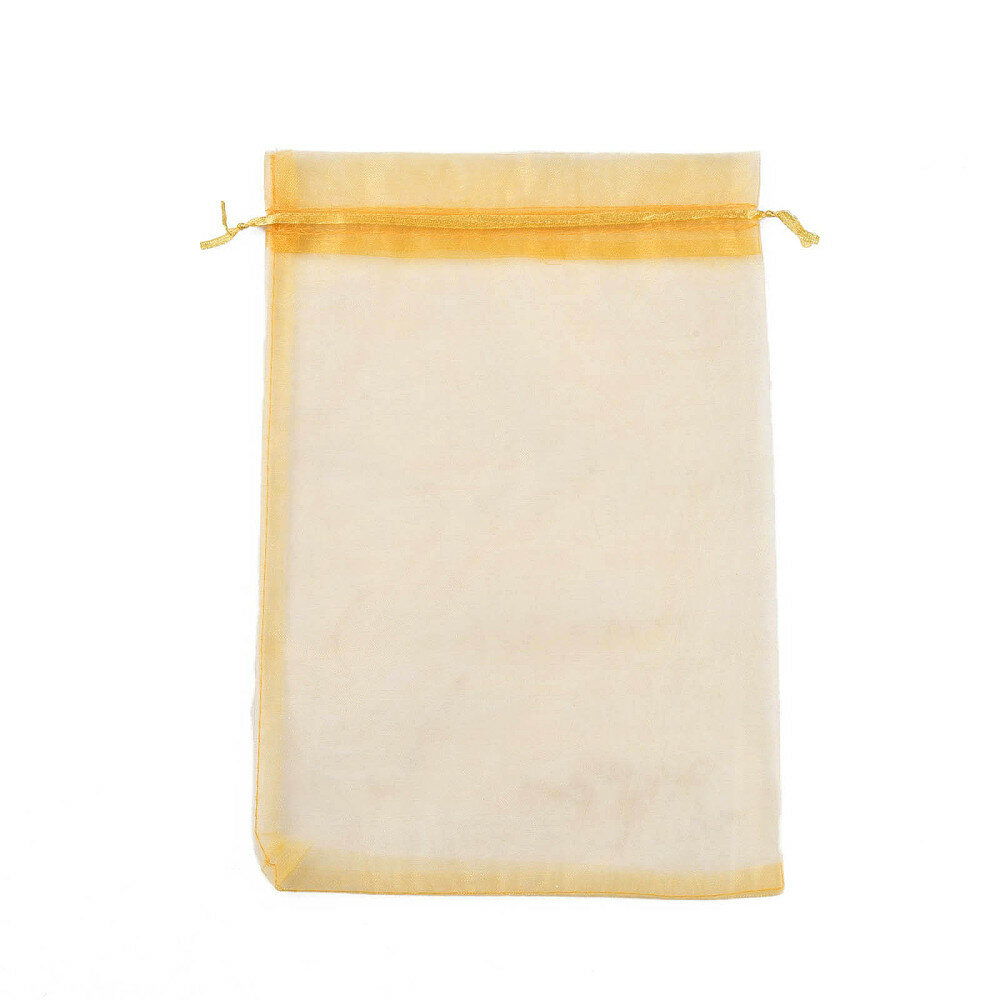 Мешочек из органзы, 30х20см, оранжево-жёлтый с бледно-жёлтой ленточкой, 5 шт.
