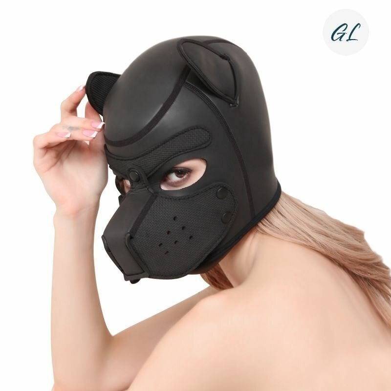 Аксессуары для БДСМ/косплея: Маска для головы взрослой собаки (кожаный материал)