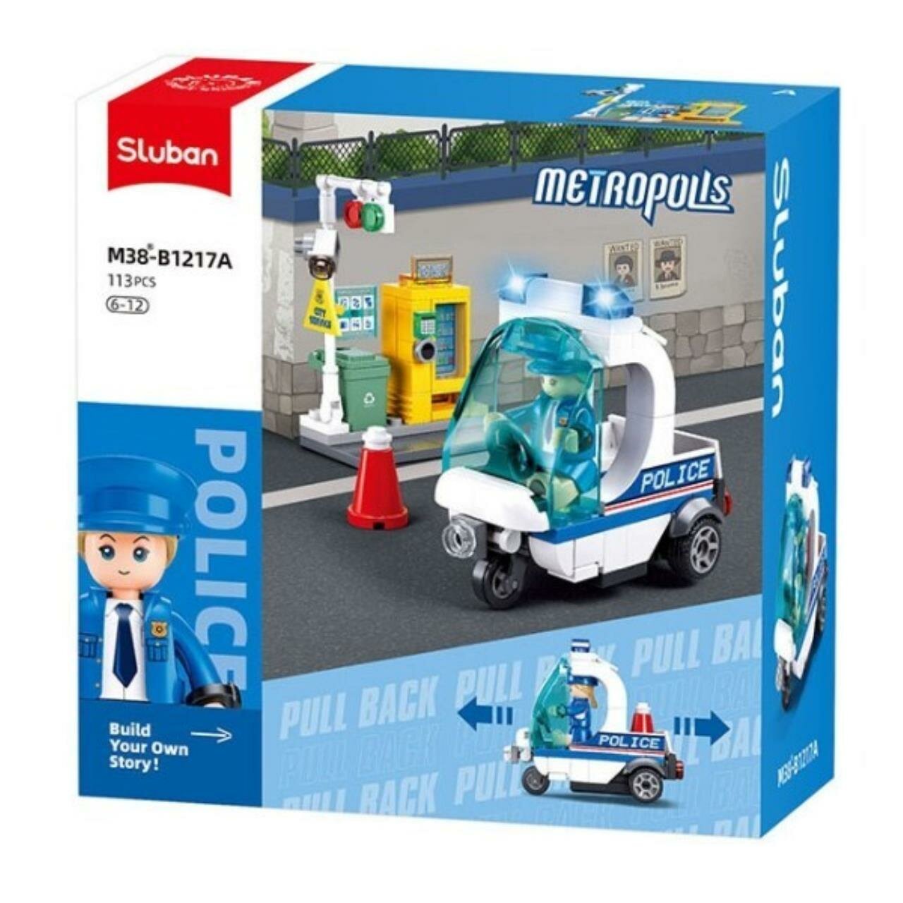 Конструктор SLUBAN "Полицейский транспорт", для развития моторики и логики, 113 деталей